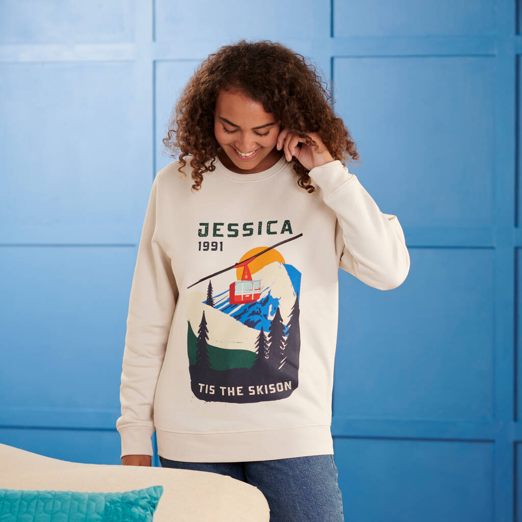 Personalised Organic Cotton Alpine Ski Christmas Jumper ...